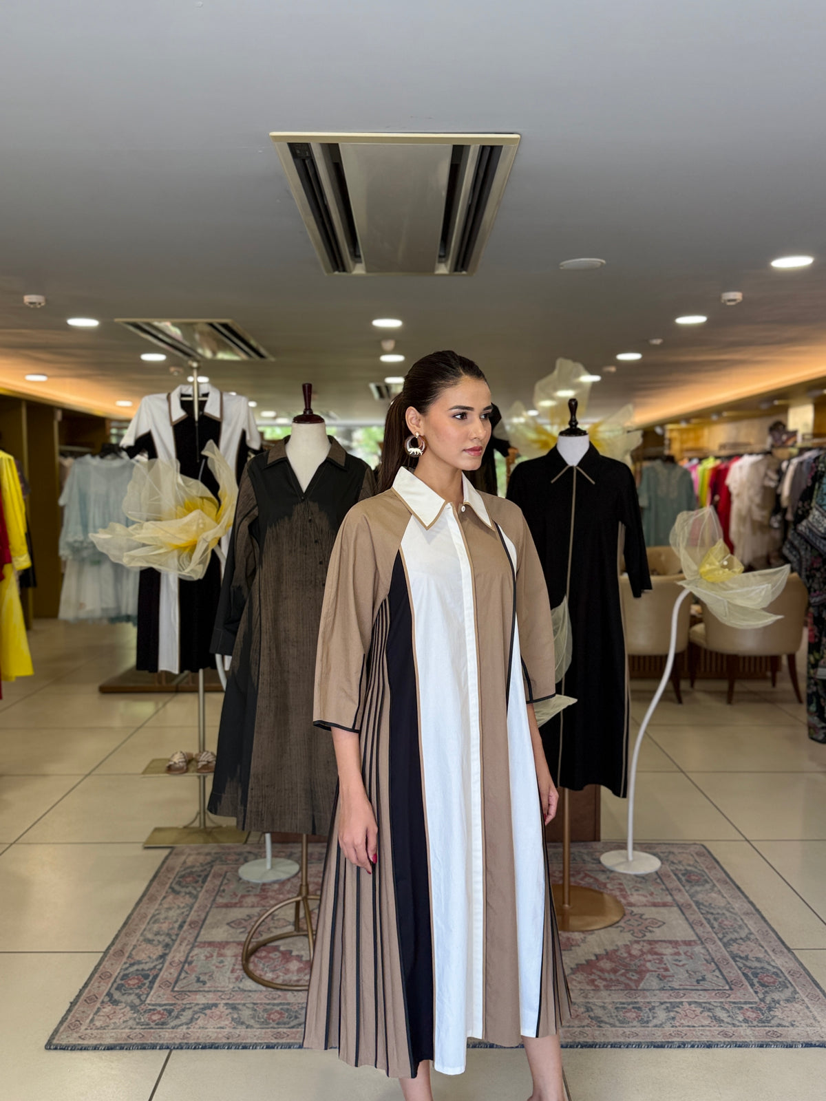 PANELLED FLARE SHIRT DRESS | Deval Store