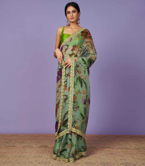 ZARDOZI BORDER SAREE SET | Deval The Multi Designer Store