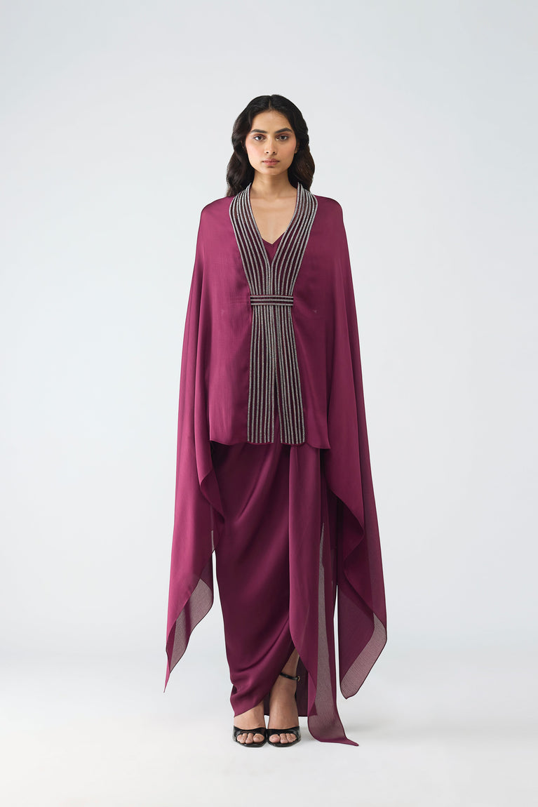 Structured Crystalvein Cape Set | Amit Aggarwal Designer Wear – Deval ...