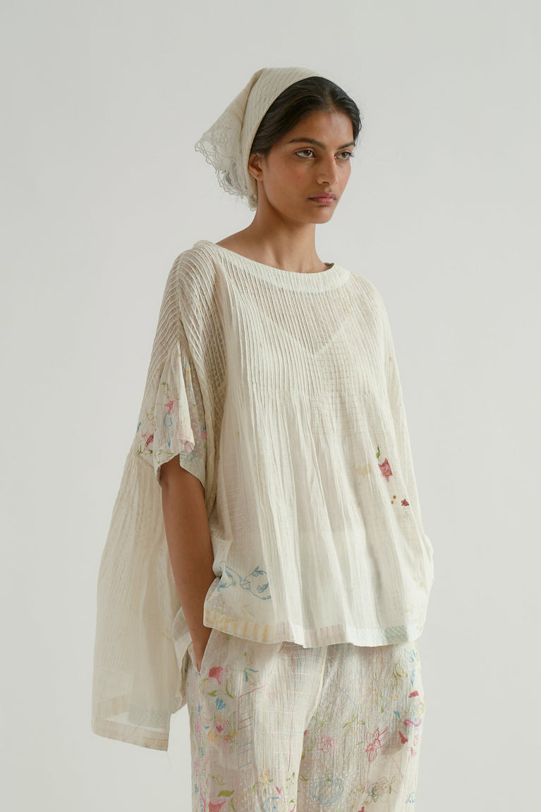 CAI Oversized Cotton-Silk Patchwork Top | EKA Design India – Deval The ...