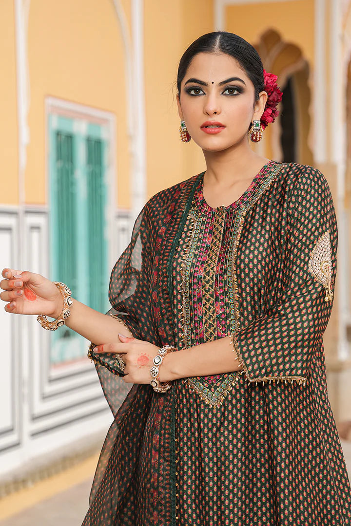 Dark Green Cheent Print Heavy Hem – Deval The Multi Designer Store