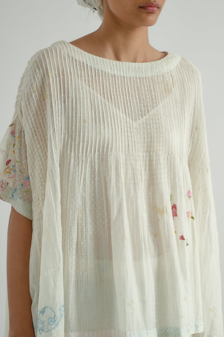 CAI Oversized Cotton-Silk Patchwork Top | EKA Design India – Deval The ...
