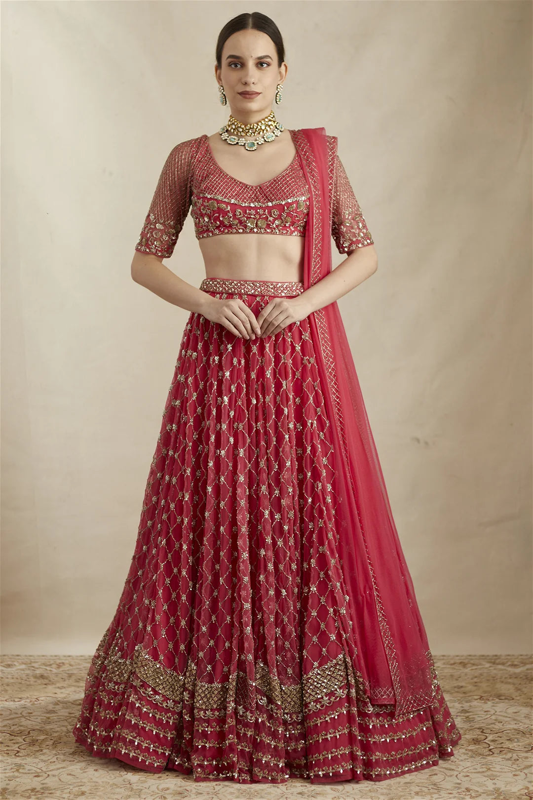 SHARBAT PINK HEAVY LEHENGA SET | Deval Store