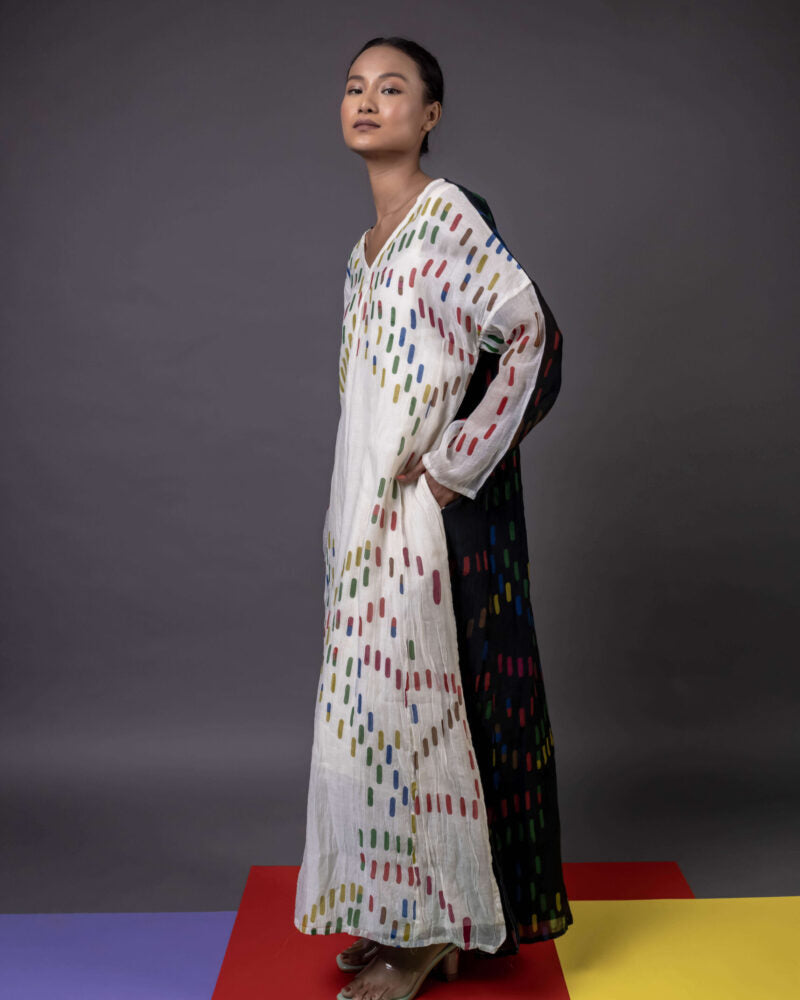 Devor Black & White Long Tunic Dress | House of Amoda | Deval Store