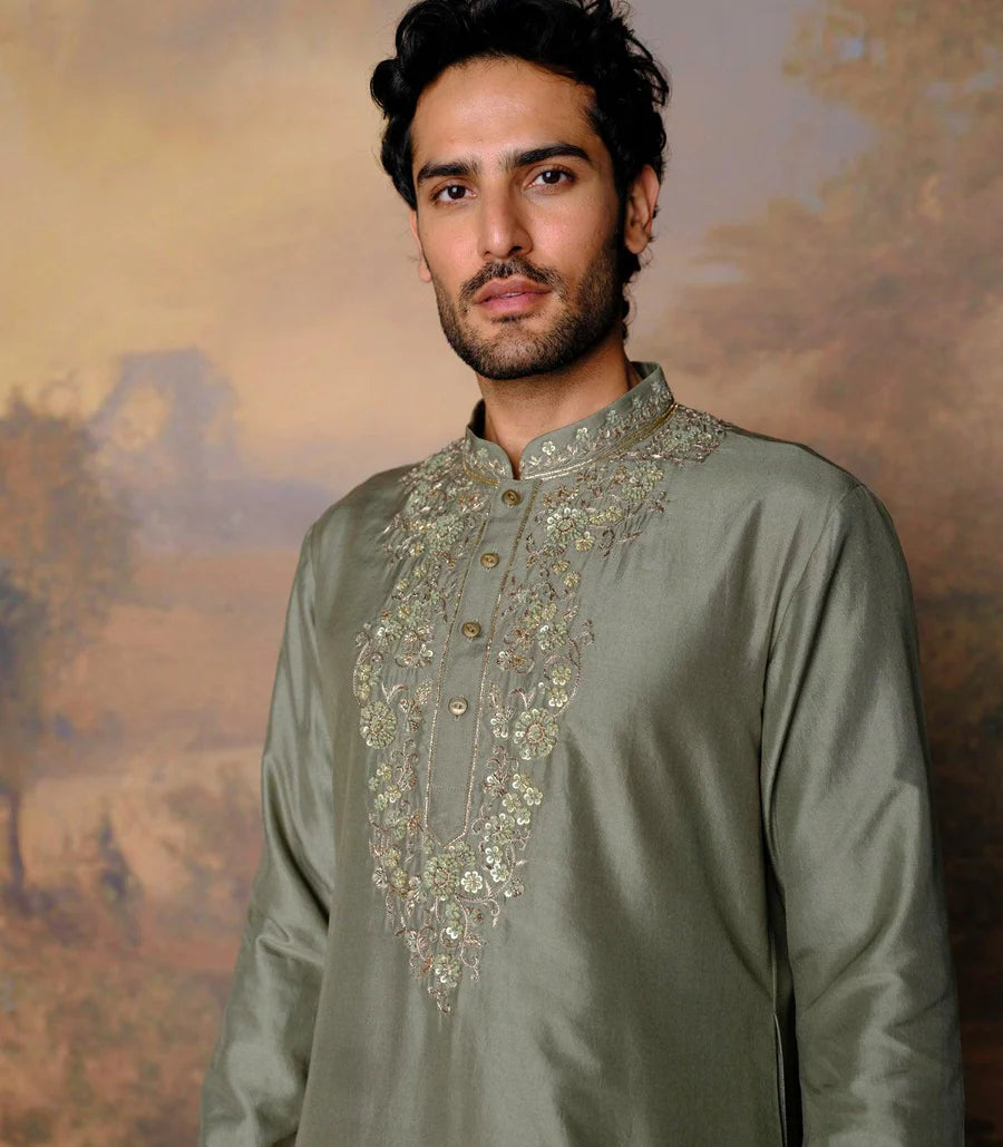 Mint Green Embroidered Kurta Set | Deval Store