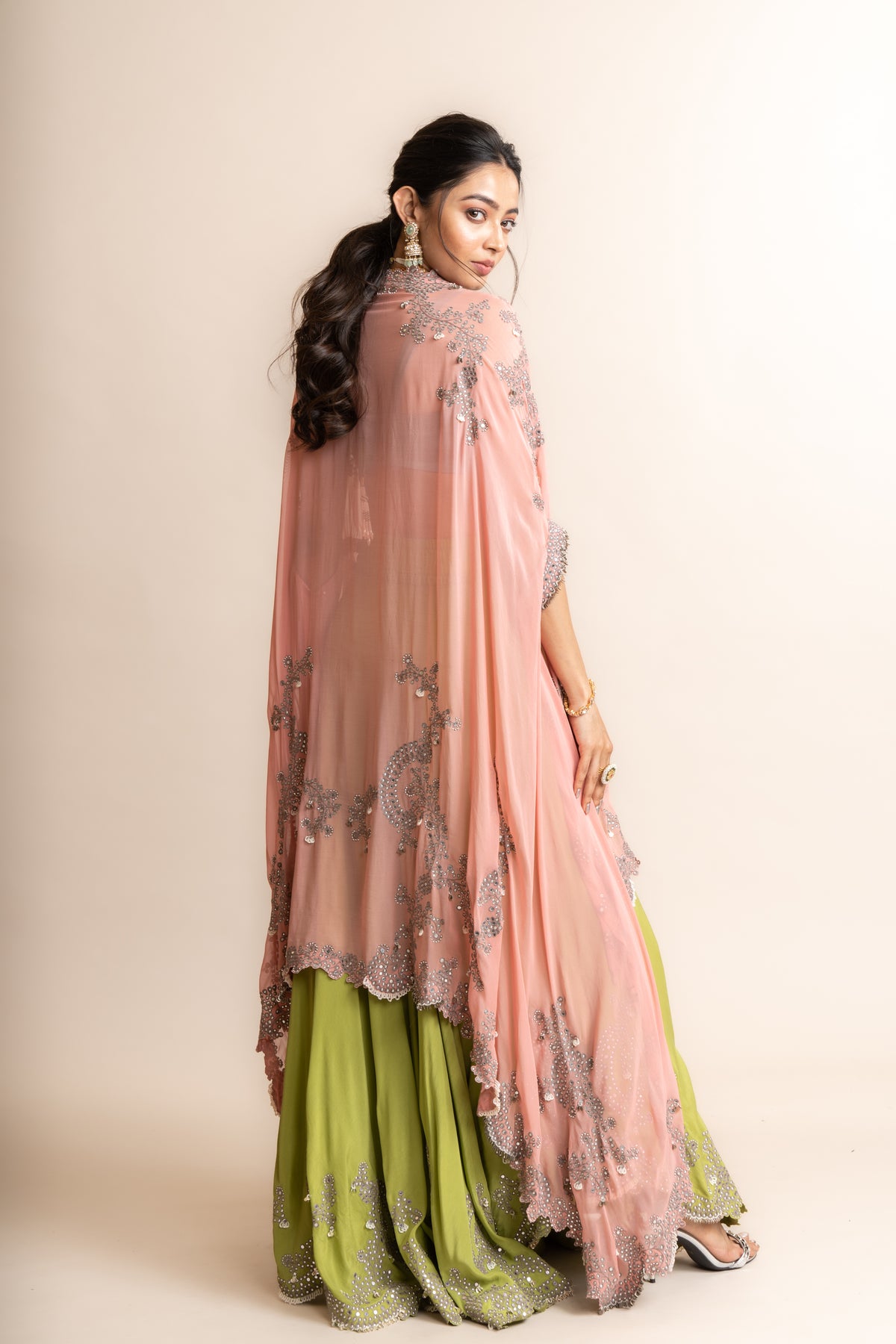 Pista Rose Cape With Circular Pants Set – Deval The Multi Designer Store