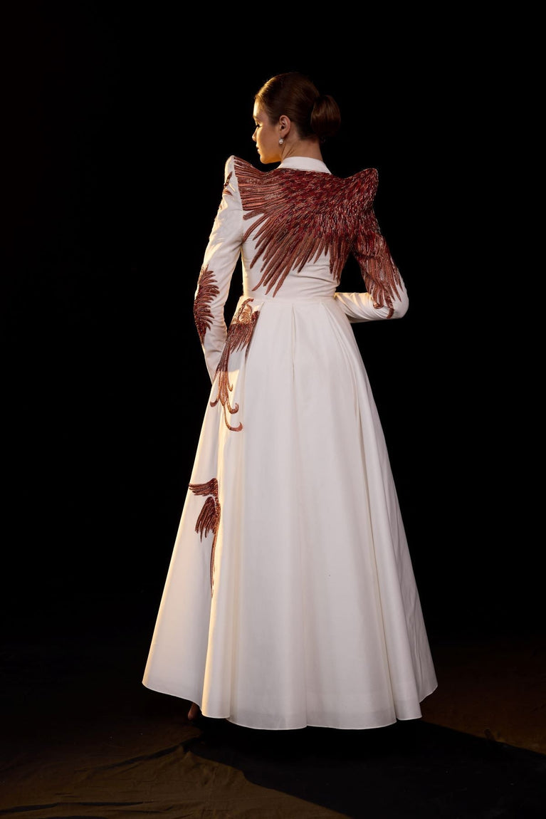 Ivory Tailored Gown with Rust Embroidery | Samant Chauhan – Deval The ...