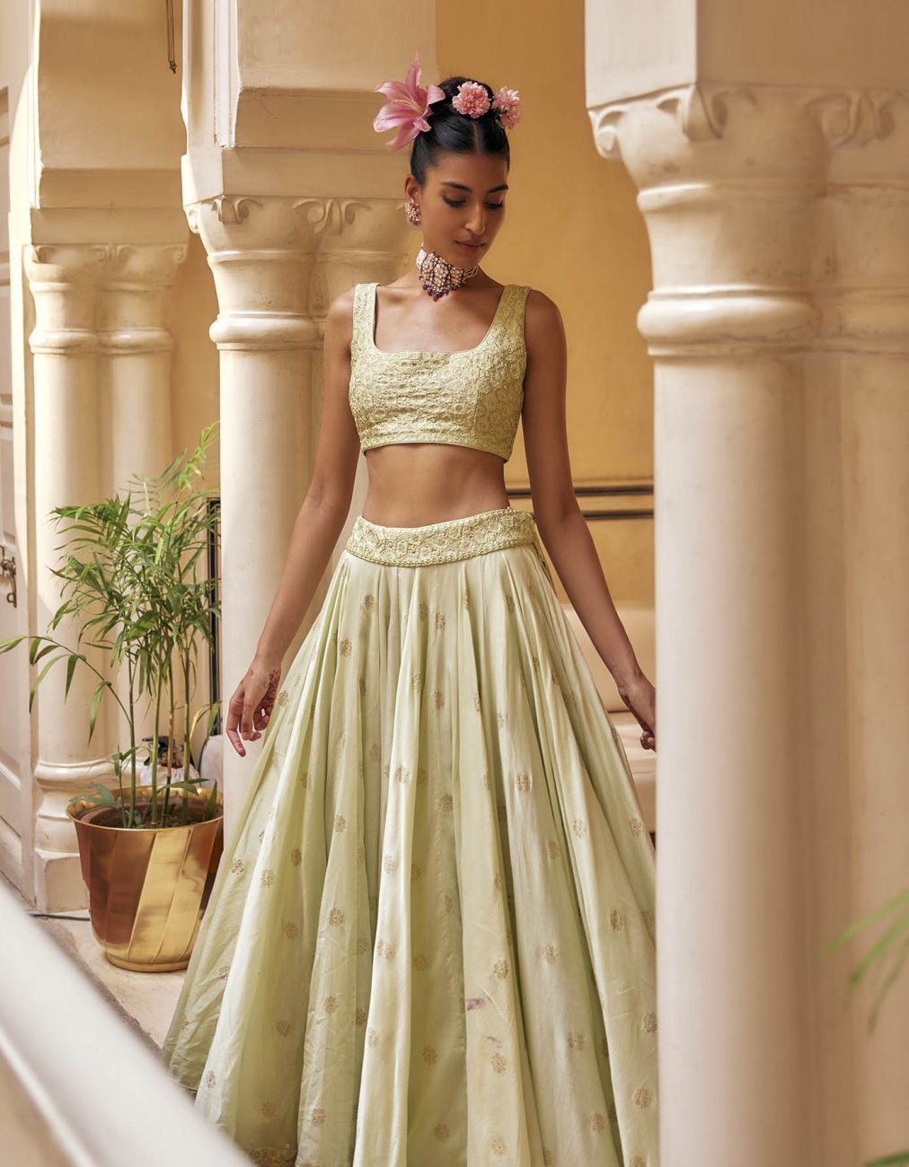 Mint Resham & Patra Work Lehenga Set | Deval The Multi Designer Store