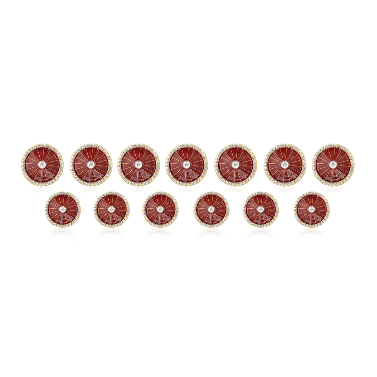 Red Radiant Buttons In Silver | Deval Store