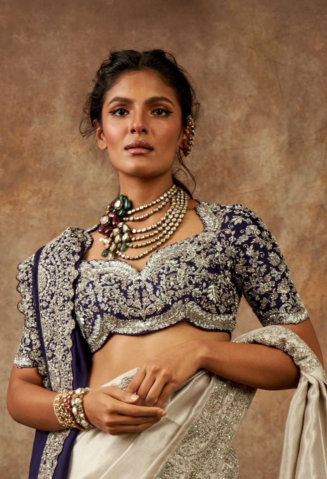 Zardozi Saree With Blouse & Dupatta | Deval Store